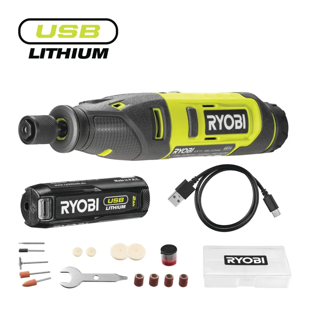 RYOBI 4V Cordless Rotary Tool Starter Kit l (1 x 4V 2.0Ah) RRT4-120GA15 ...